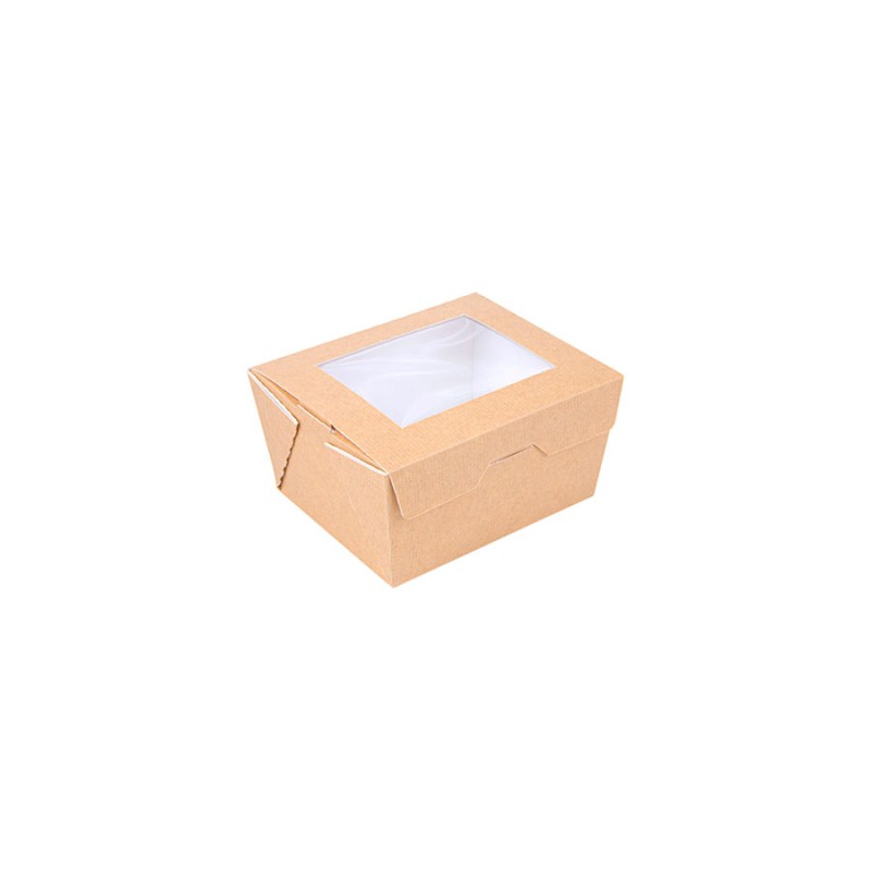 Caja Con Ventana Kraft 11,2 x 9 x 6,4 cm. (Pack 50 Uds.)
